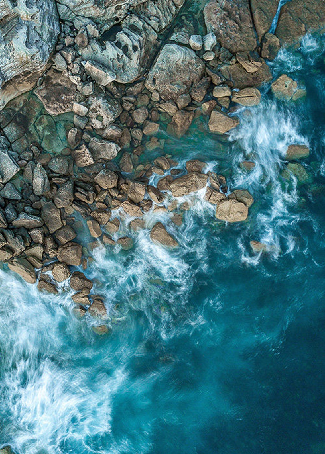 Overhead Aerial Sea Views Beach Surf Rocks Water Pictures Art | Etsy