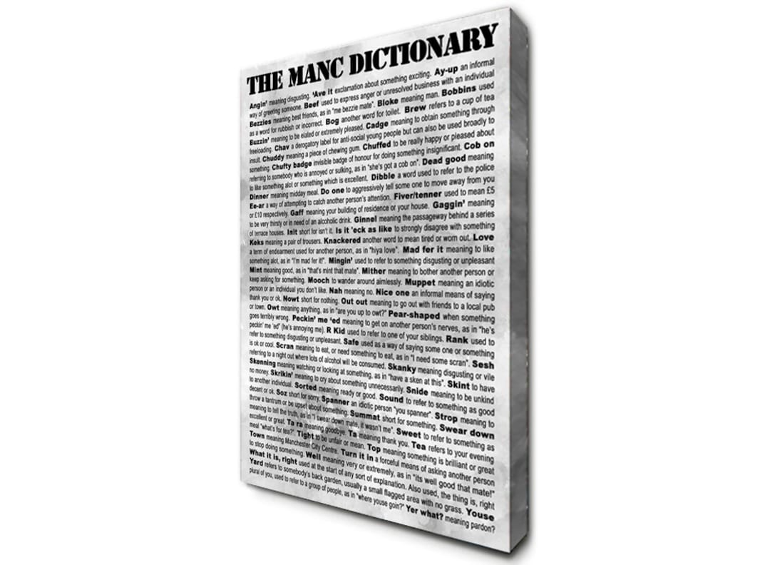 Manc Dictionary Made in Manchester Slang Sayings Gift Love Mcr Small ...