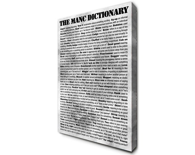 Manchester Quote Phrase Dictionary Print Poster in A1, A2, A3 or A4 ...