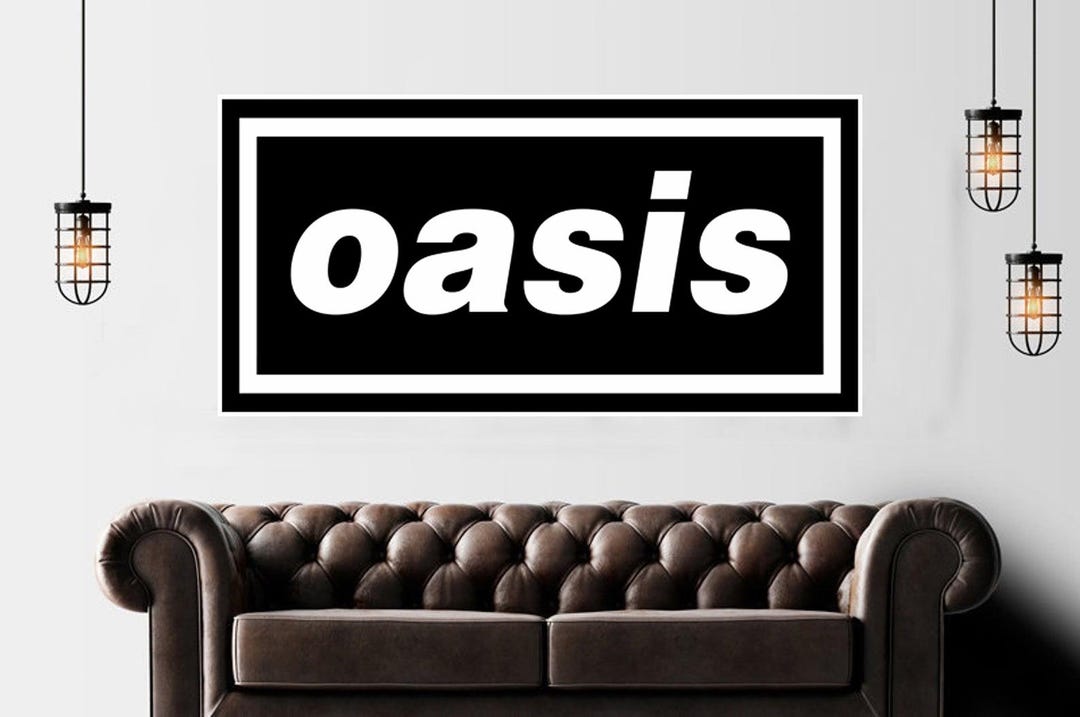 Oasis Band Indie Logo Cool Music Wall Art Print Canvas Black White Live ...