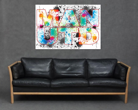 Man Utd Paint Splash Splatter Red Manchester United Football | Etsy