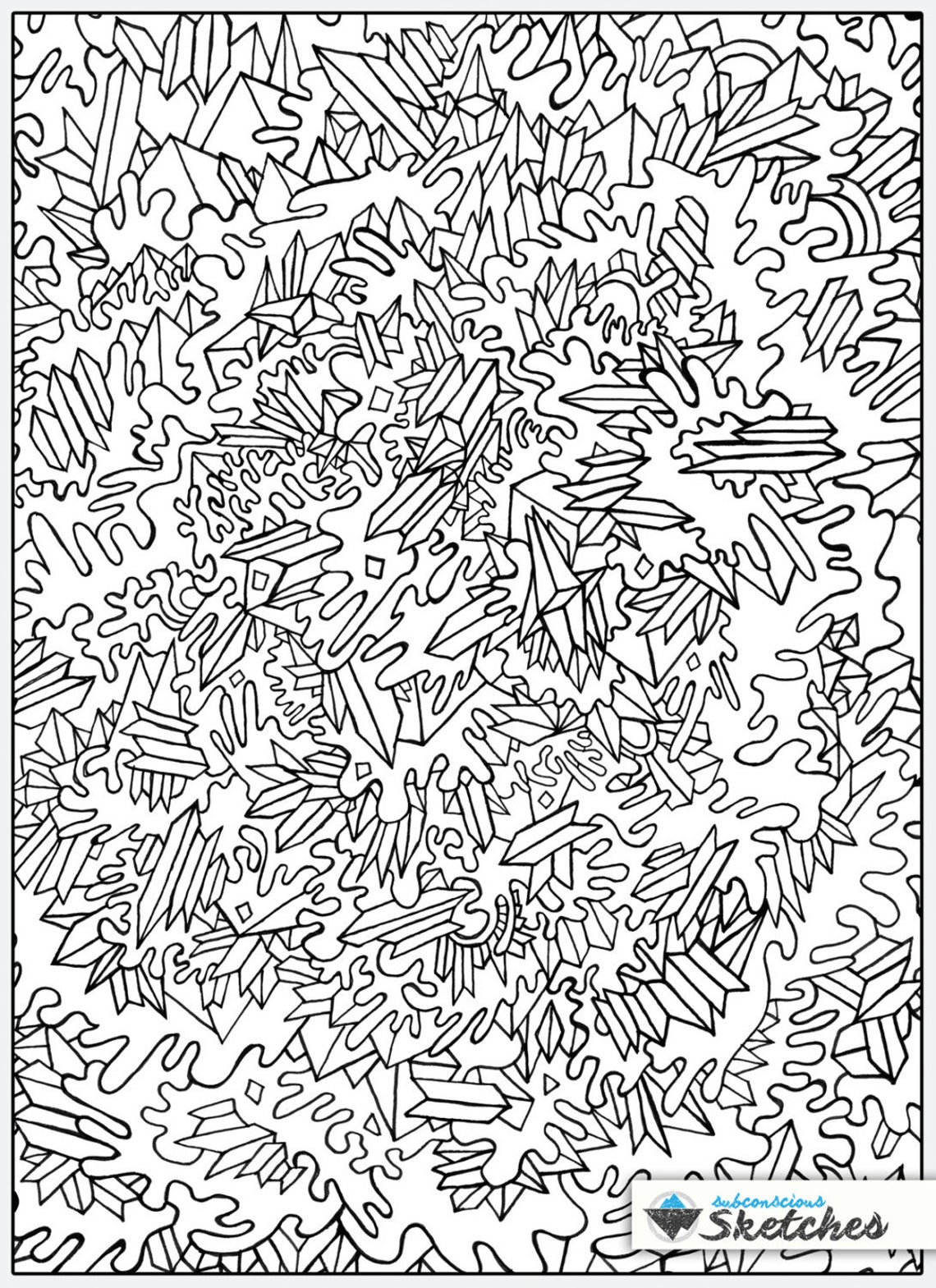 Cosmic Coloring Page, Abstract Art, Subconscious Doodle Adult Coloring ...