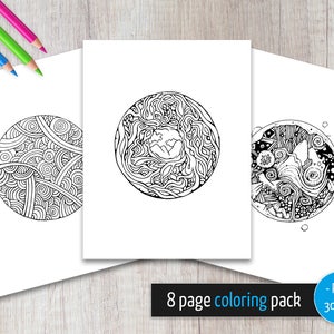 Cosmic Coloring Page, Abstract Art, Subconscious Doodle Adult Coloring ...