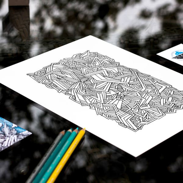 Cosmic Coloring Page, Abstract Art, Subconscious Doodle Adult Coloring ...