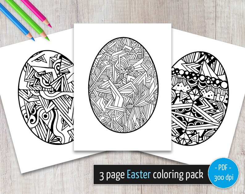 Easter Coloring Pages | Easter Egg Hunt | Printable Coloring Set | PDF ...