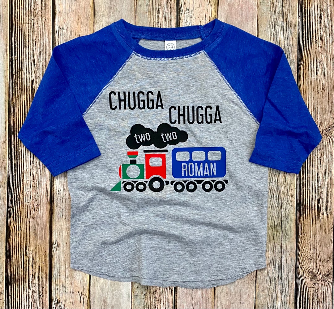 Chugga Chugga Two Two Shirt, 2 Year Old Train Birthday Raglan ...