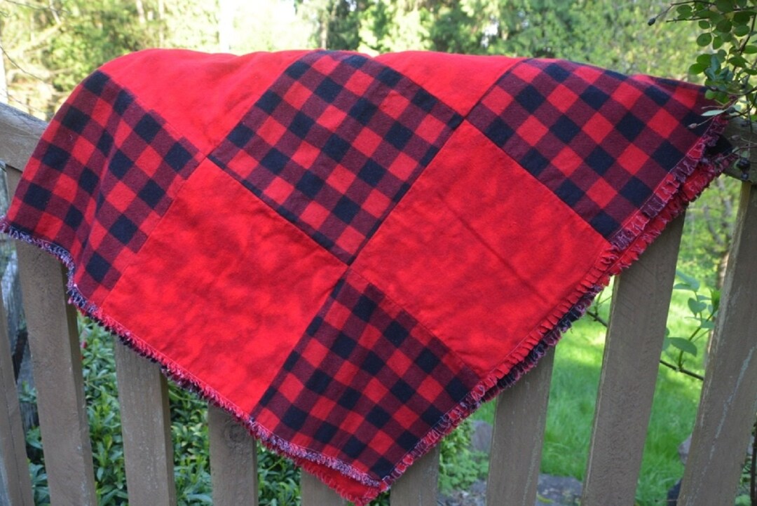Red Plaid Fannel Rag Quilt - Etsy