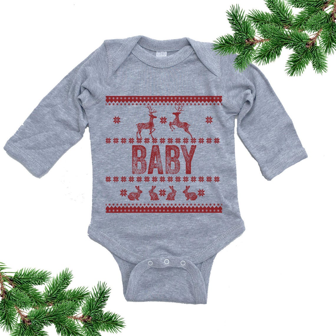 Funny Baby Christmas Costume. Ugly Sweater Baby Bodysuit. Christmas ...