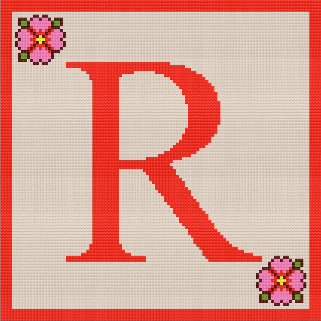 Letter R, Flower Afghan, Crochet Pattern, Corner to Corner, C2C - Etsy
