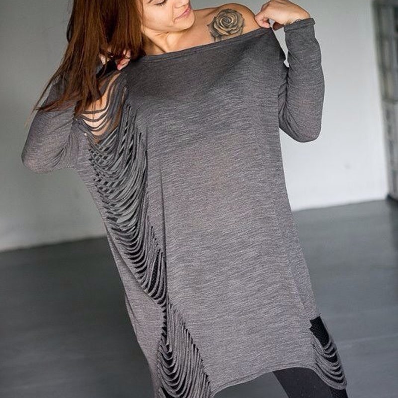 Distressed Ripped Tee Shirt - Etsy