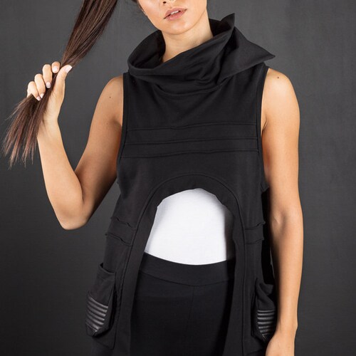 Asymmetric Cyber Vest High Collar and Pockets/post Apocalyptic | Etsy