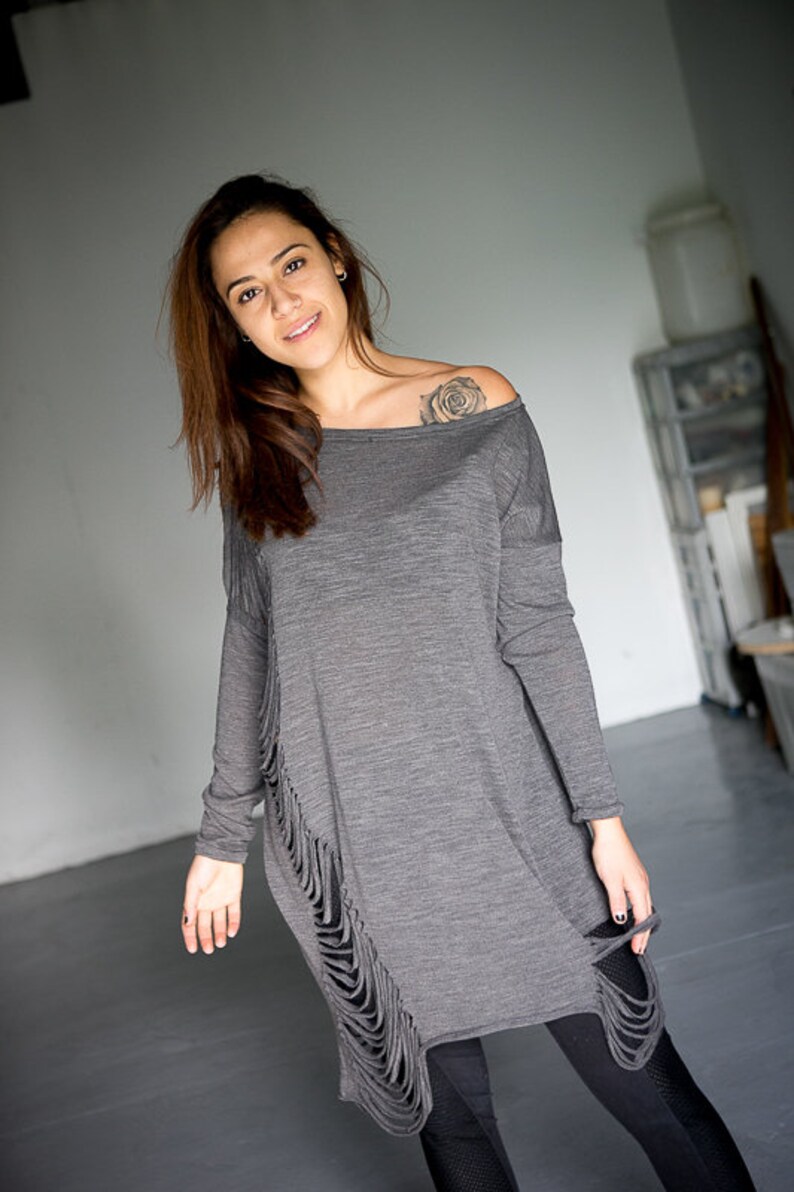 Ripped Side Top/distressed Women's Top/edgy Ripped - Etsy