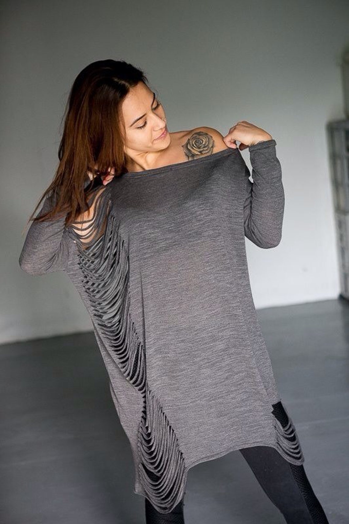 Ripped Side Top/distressed Women's Top/edgy Ripped | Etsy