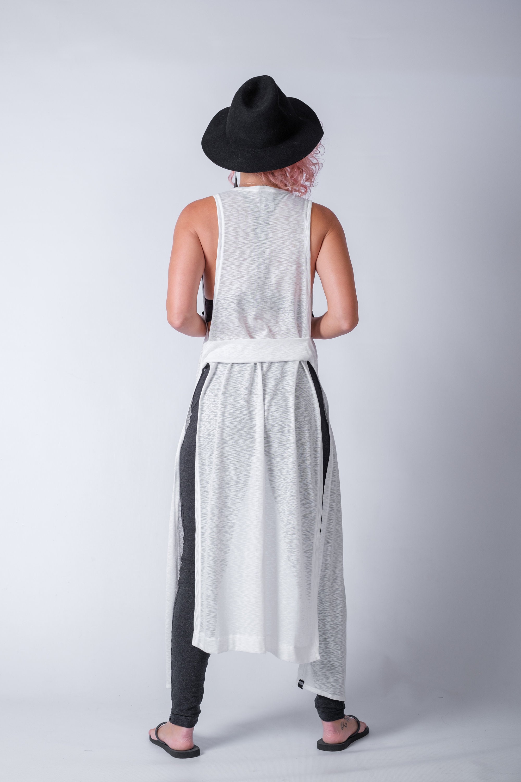 Open Front Sleeveless Cardigan With Side Splits - Etsy