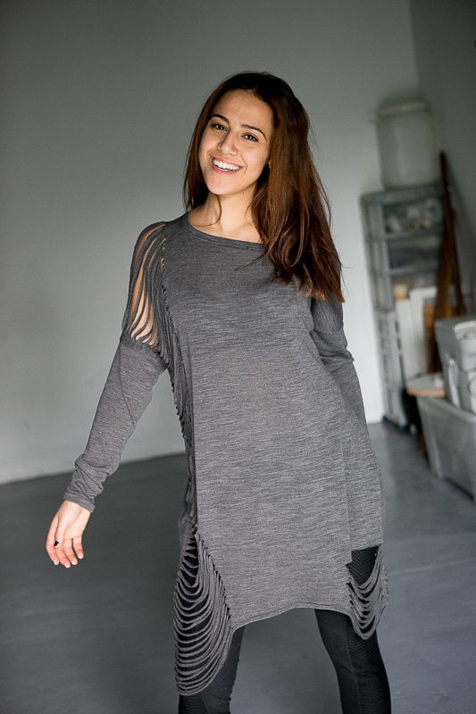 Ripped Side Top/distressed Women's Top/edgy Ripped - Etsy