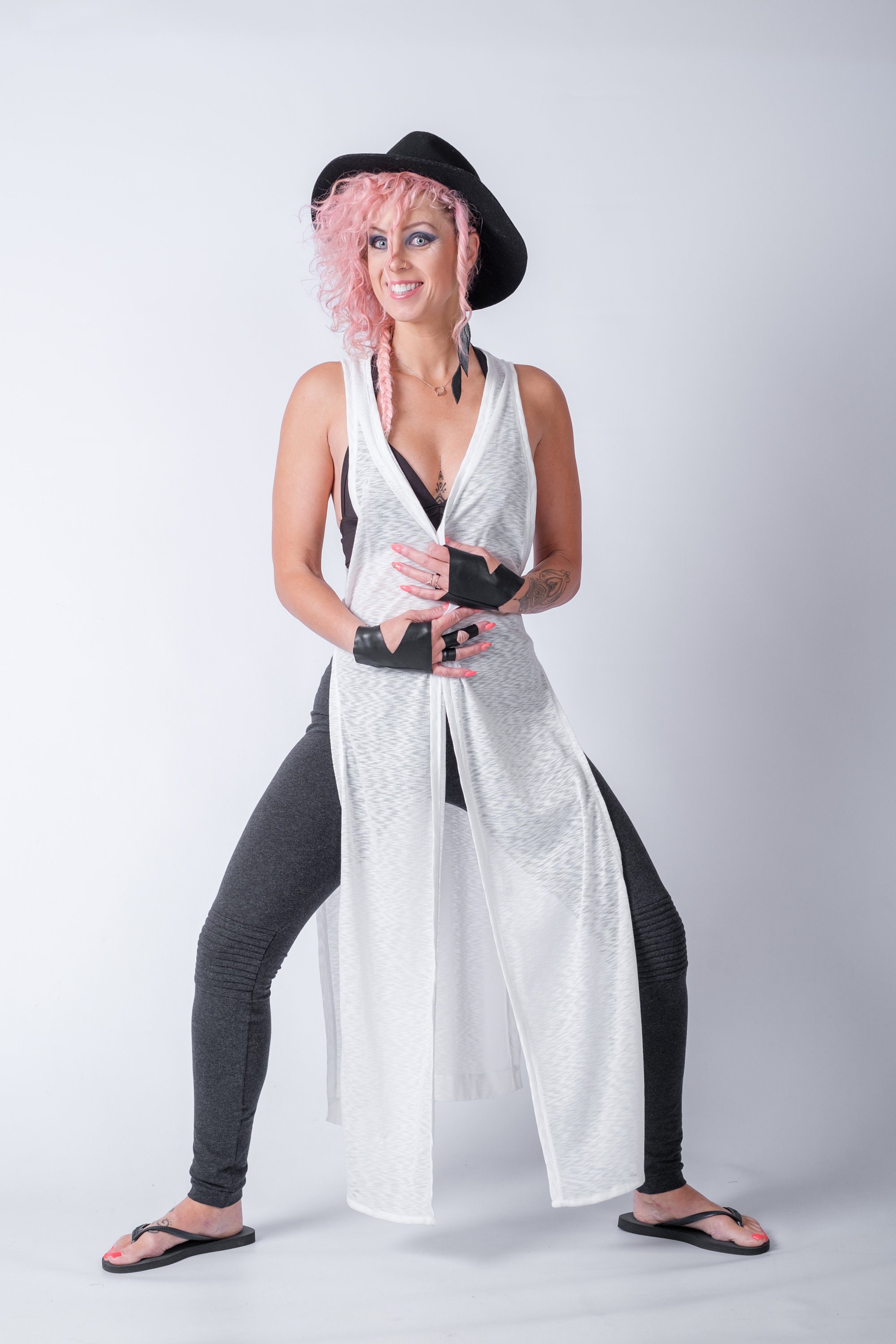 Open Front Sleeveless Cardigan With Side Splits - Etsy