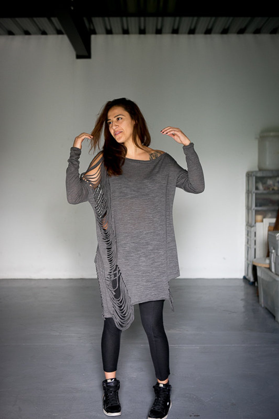 Ripped Side Top/distressed Women's Top/edgy Ripped | Etsy