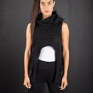 Asymmetric Cyber Vest High Collar and Pockets/post Apocalyptic Women's ...