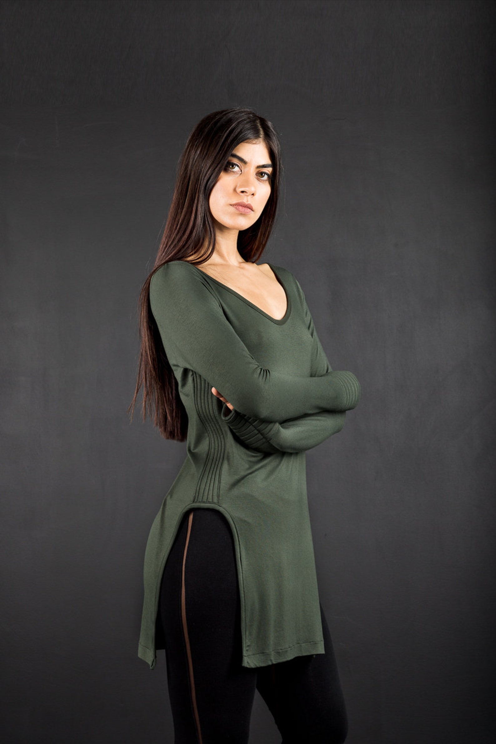 Side Split Edgy Casual Top/cyberpunk Side Split Top - Etsy