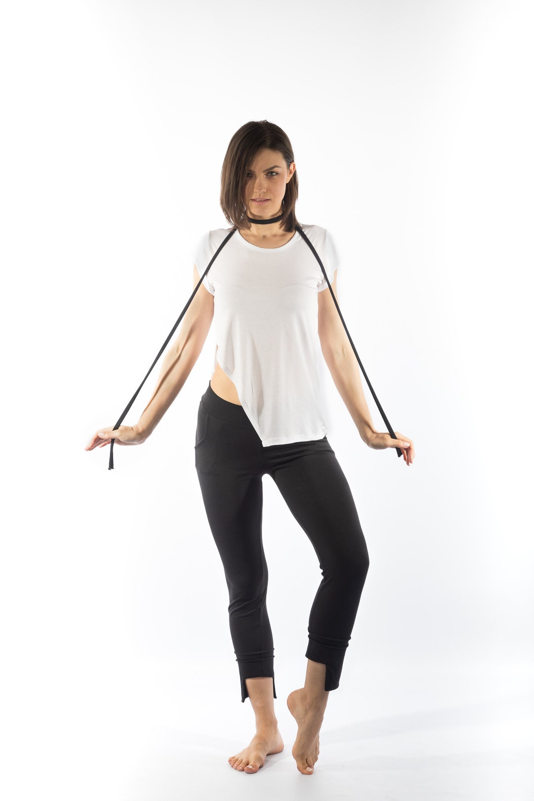 Side Split Cotton T/shirt/casual Short Sleeve Top With Side - Etsy