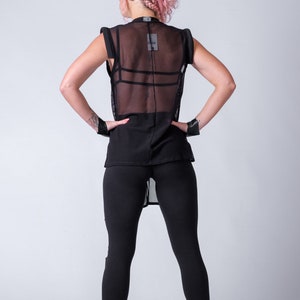 Black Mesh Top/gothic Fishnet Vest - Etsy