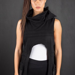 Asymmetric Cyber Vest High Collar and Pockets/post Apocalyptic Women's ...