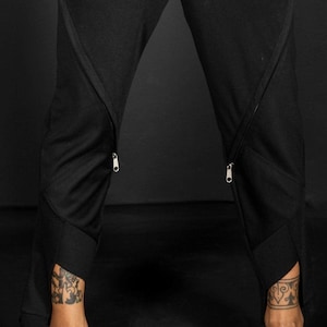 Urban Side Zip Elastic Relaxed Pants/pocket Mid Waist Trousers/biker ...