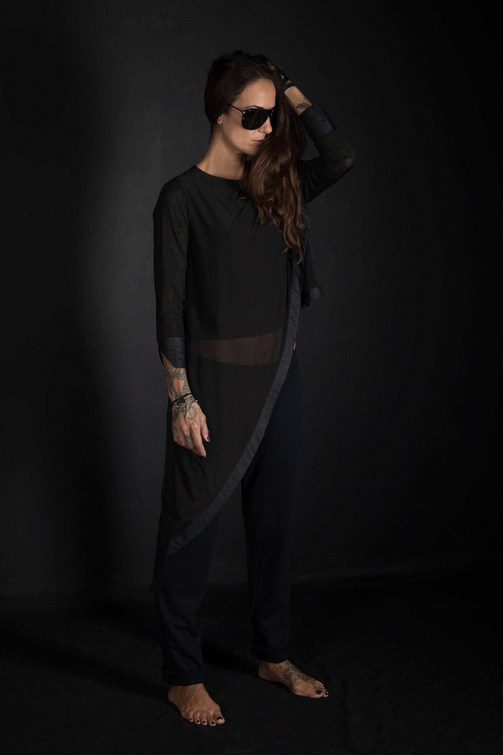 Basic Elastic Waist Back Pockets Pants-casual Edgy Womens Clothing - Etsy