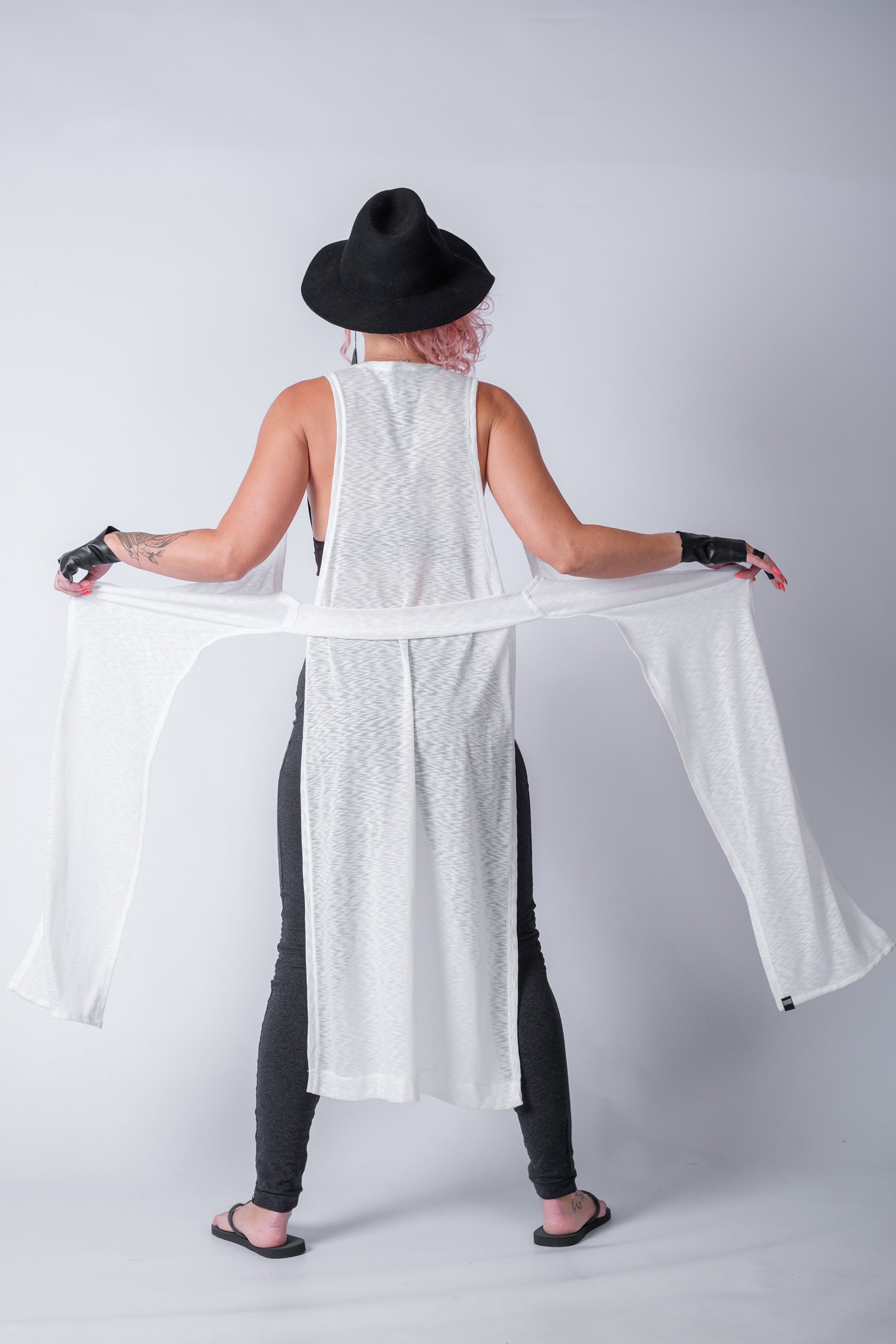 Open Front Sleeveless Cardigan With Side Splits - Etsy