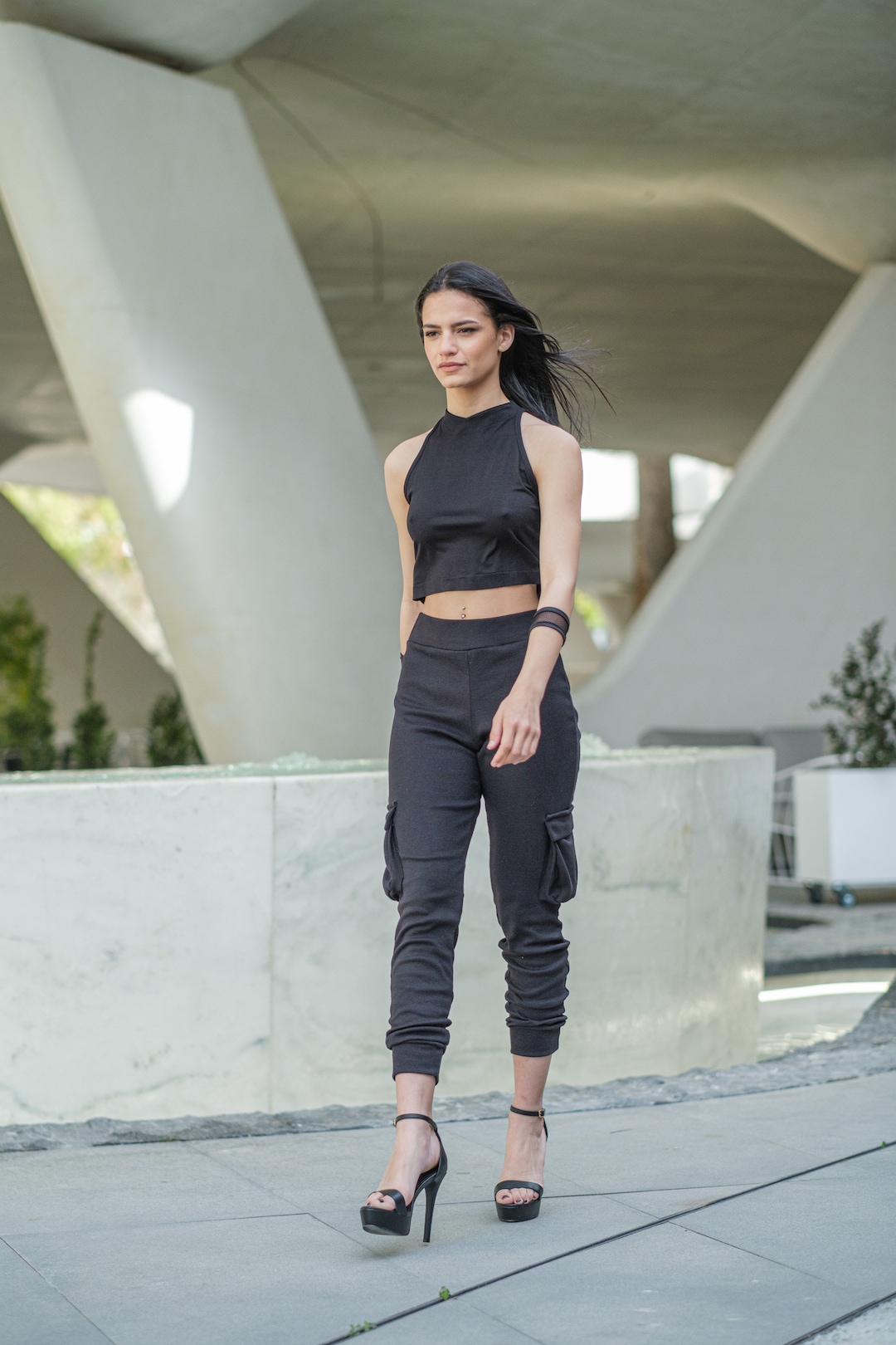 High Waist Skinny Cargo Pants | Techwear Joggers | Minimal Unisex ...