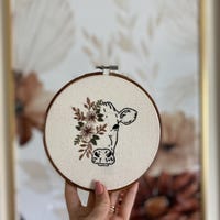 Highland Brown Cow Hand Embroidery Pdf Pattern. Cute Farm Animal Design ...