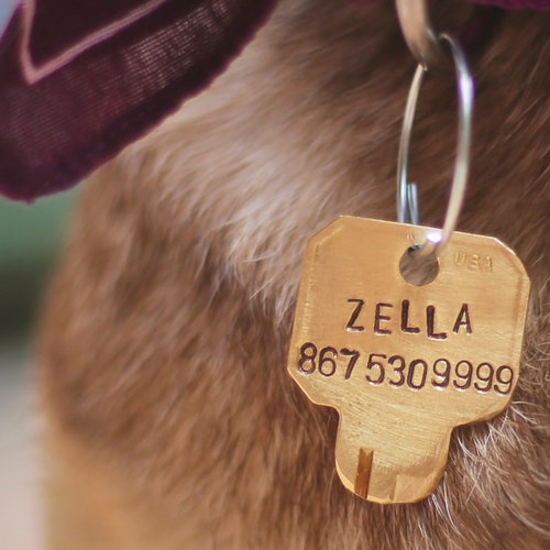 Recycled Key Dog Tag Personalized Pet ID Tag for Your Dog or - Etsy