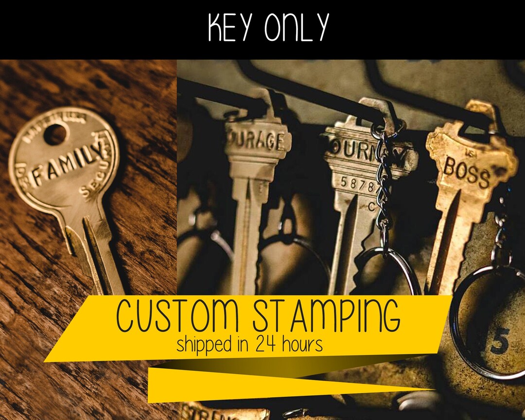 CUSTOM STAMPED KEY - Personalized Key - for a Necklace, Keychain, Gift ...