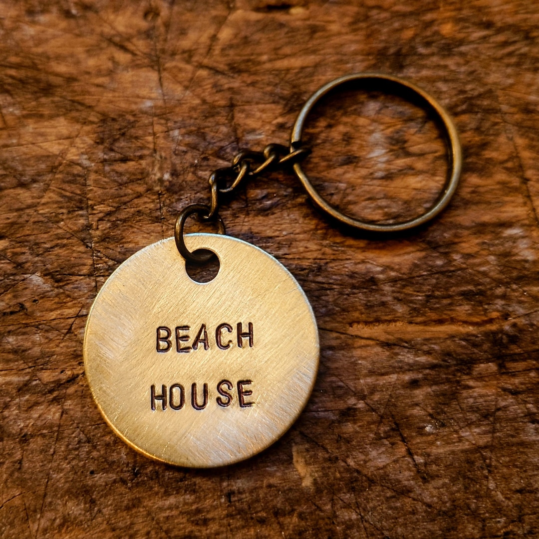 BEACH HOUSE Band Keychain - Stamped Key Keychain - Available Hand ...