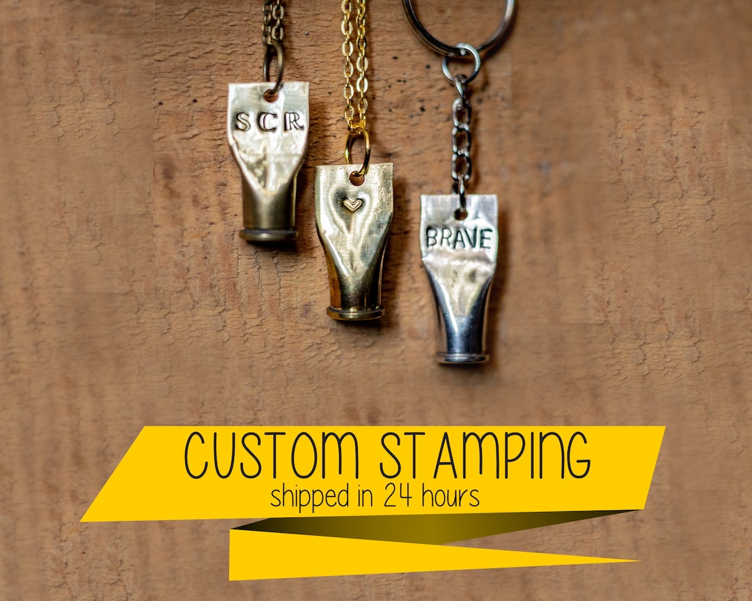 BULLETS - Personalized Bullet Necklace or Key Chain - Multiple Chain ...