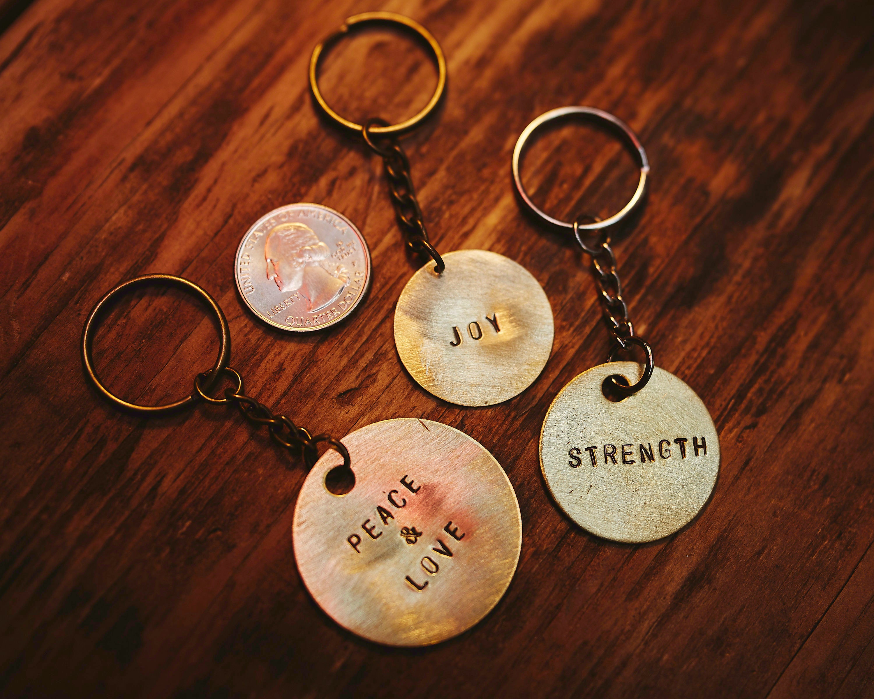 CUSTOM STAMPED Keychain - Brass Disc Tag - Customizable Personalized ...
