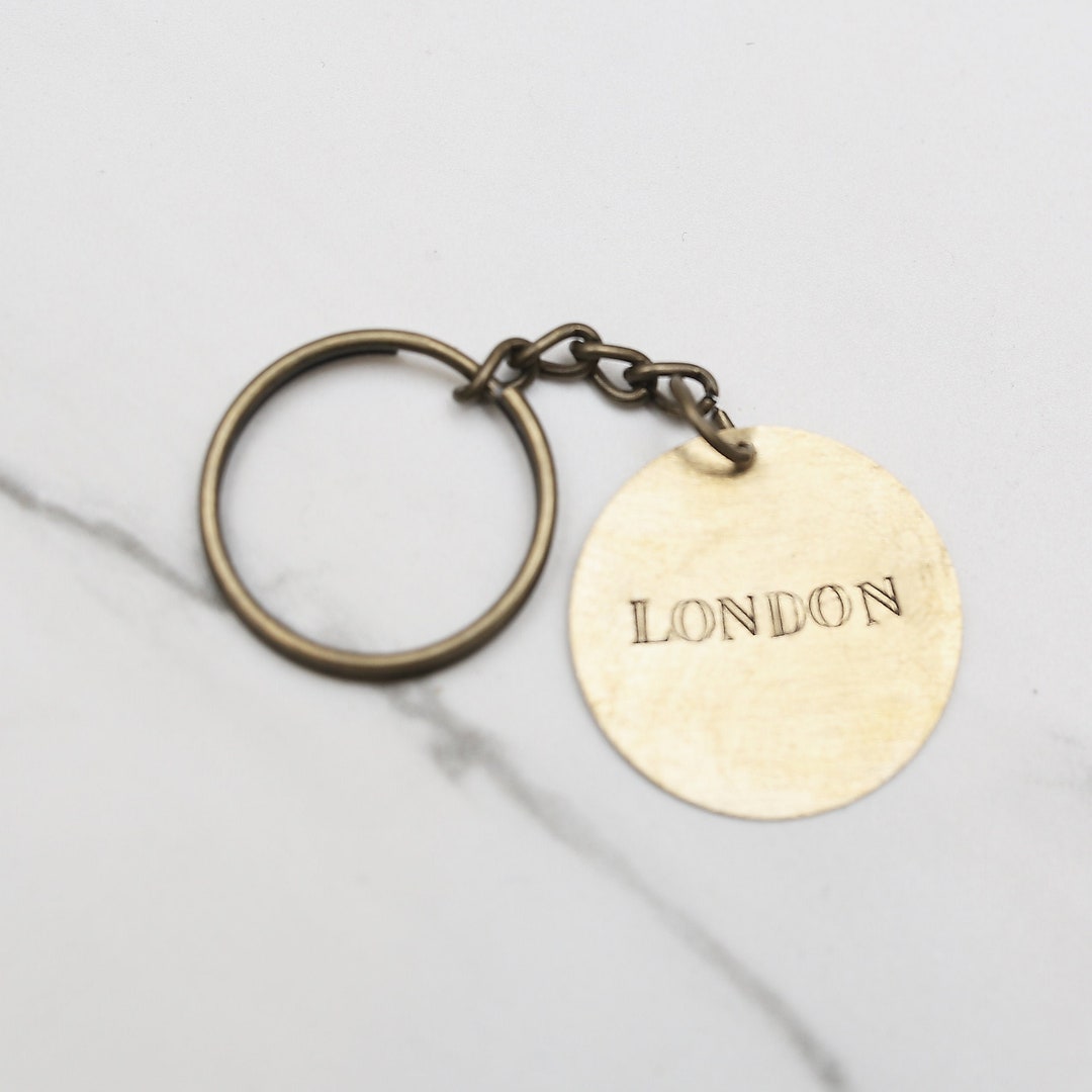 London England Keychain - Custom Personalized Stamped Metal Disc ...