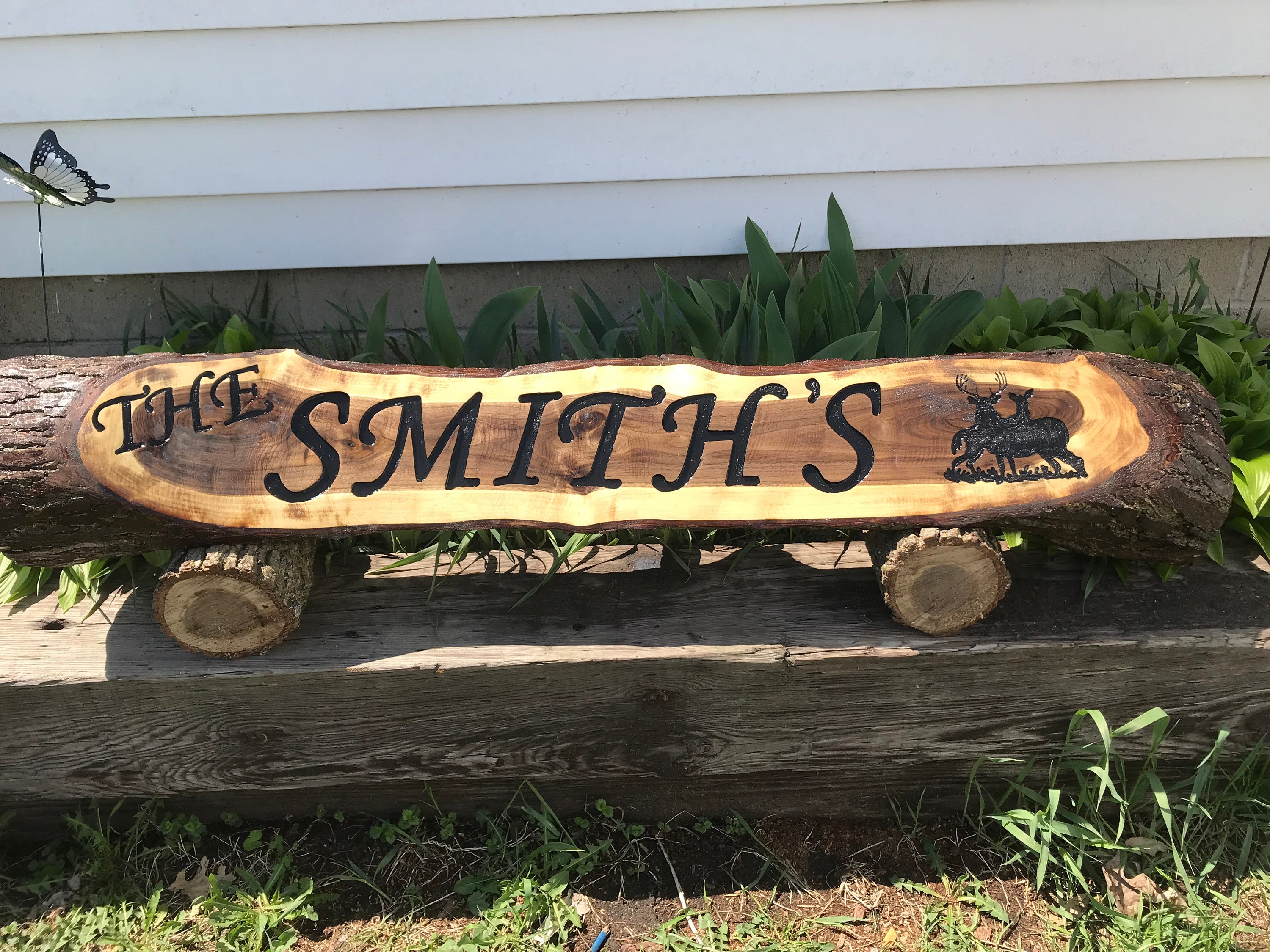 Custom Carved Wooden Log Sign | Etsy