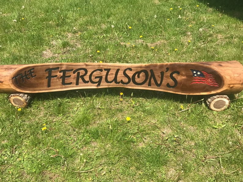 Custom Sign, Debarked Log, Outdoor Sign, Garden Decor, Personalized ...
