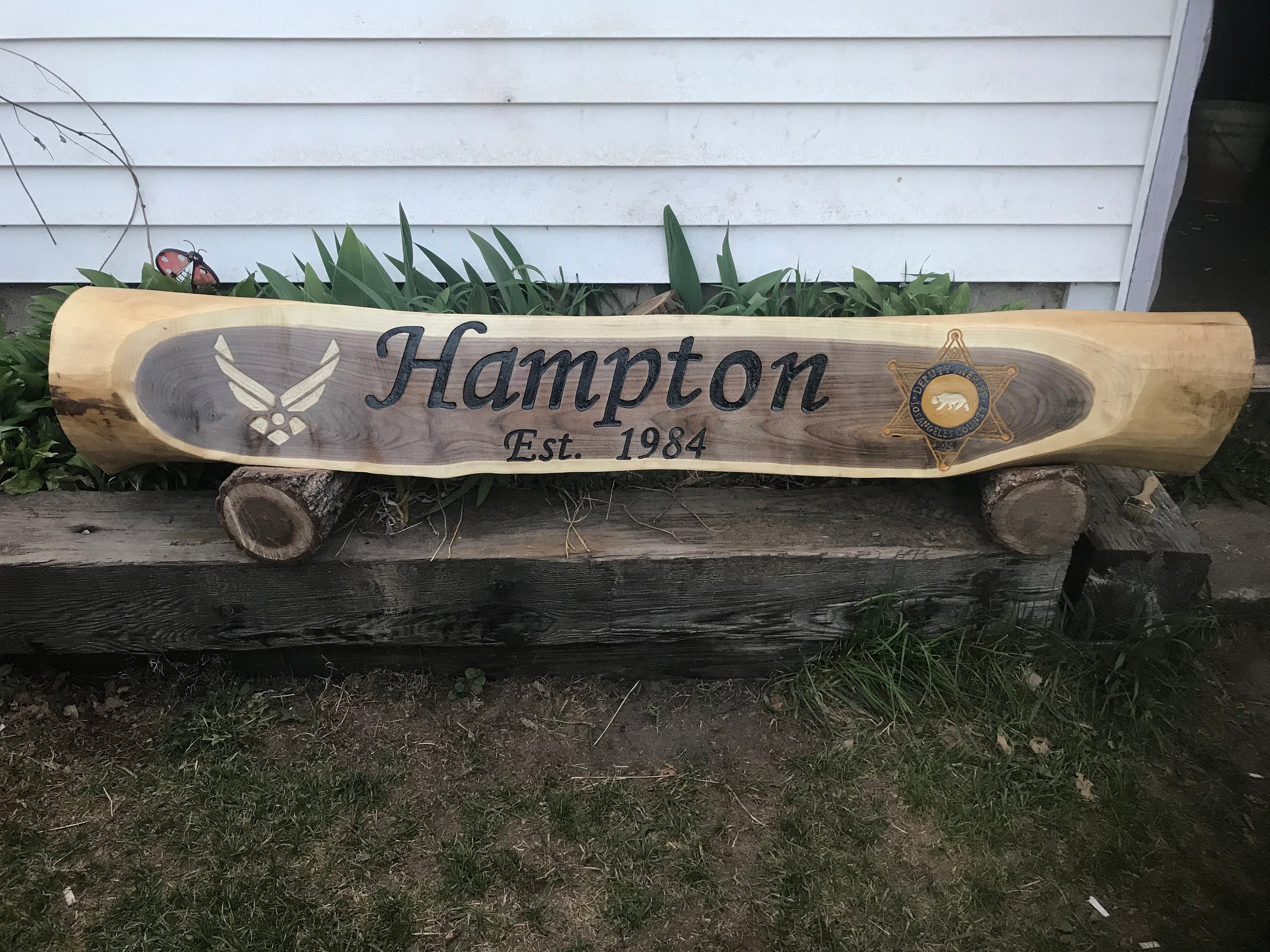 Custom Sign, Debarked Log, Outdoor Sign, Garden Decor, Personalized ...
