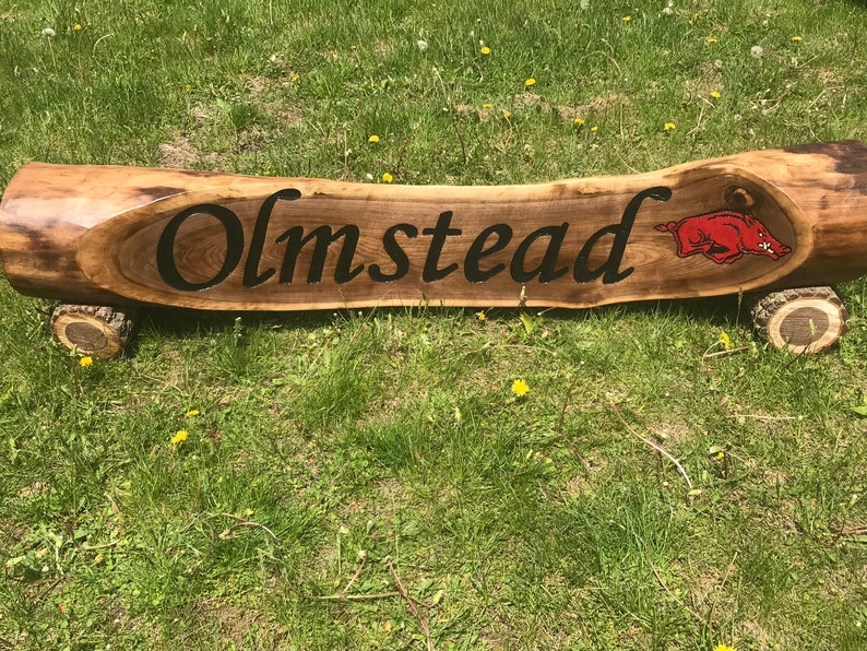 Custom Sign, Debarked Log, Outdoor Sign, Garden Decor, Personalized ...