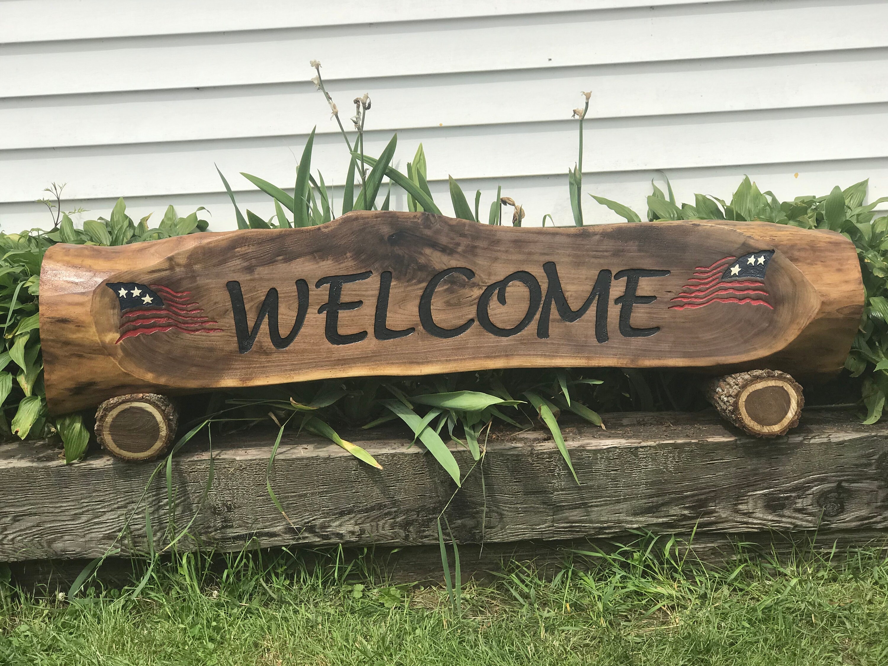 Custom Sign, Debarked Log, Outdoor Sign, Garden Decor, Personalized ...