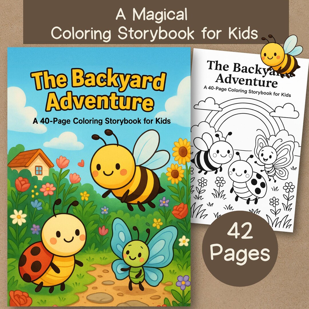 The Backyard Adventure | Printable Coloring Storybook for Kids | 42 ...