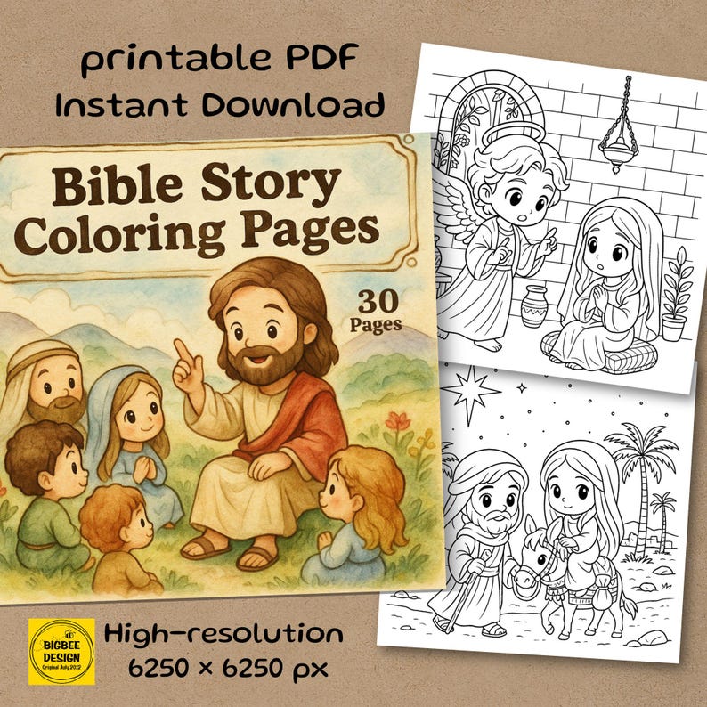 Bible Story Coloring Pages | Chibi Bible Characters | Adorable ...