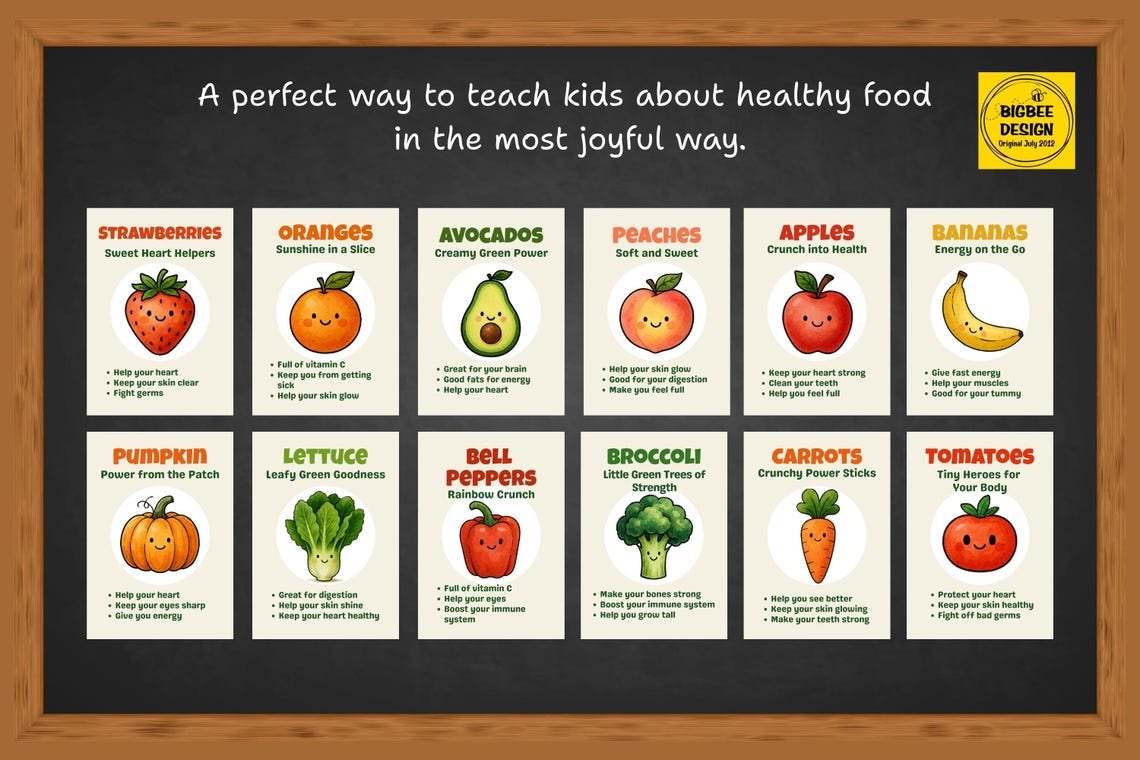 Fruits & Vegetables Flashcards: Fun Nutrition Learning Cards (PDF ...