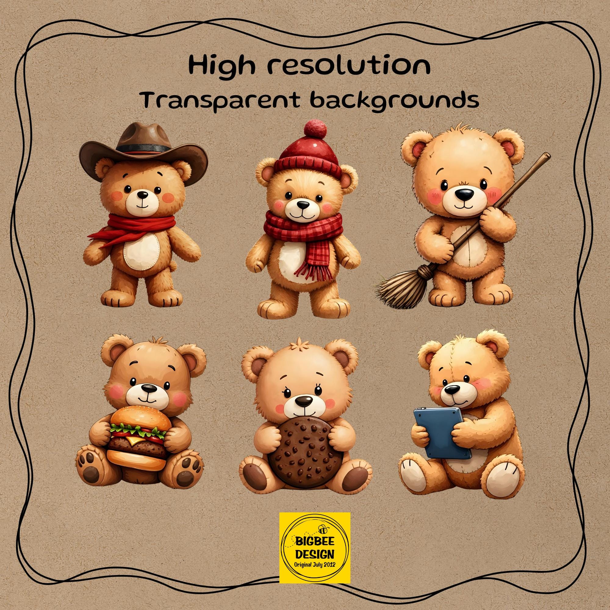 Cute Teddy Bear PNG Clipart | Kawaii Bear Stickers, Digital Download ...