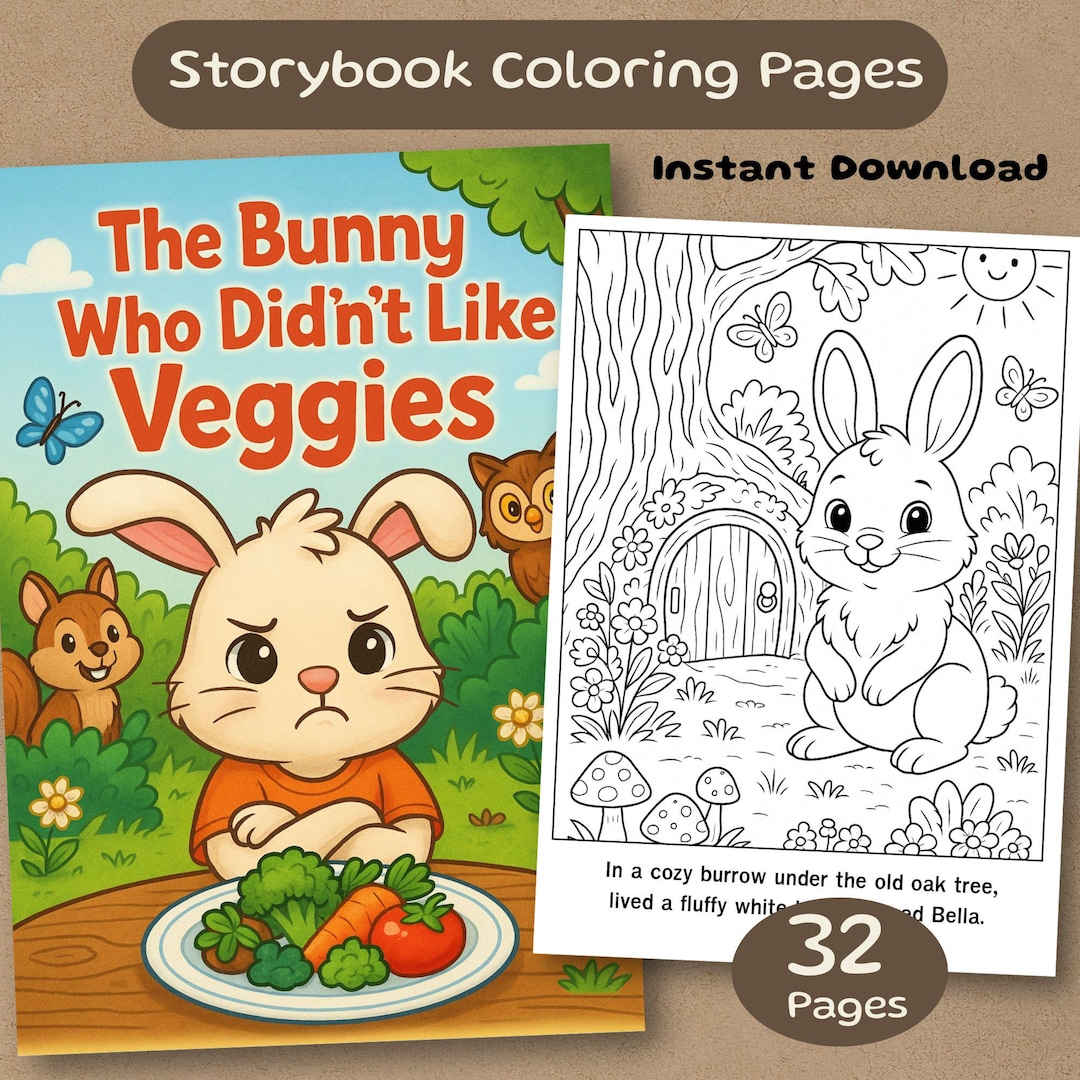 Bunny Storybook Coloring Pages | Toddlers & Preschool (PDF) - Etsy