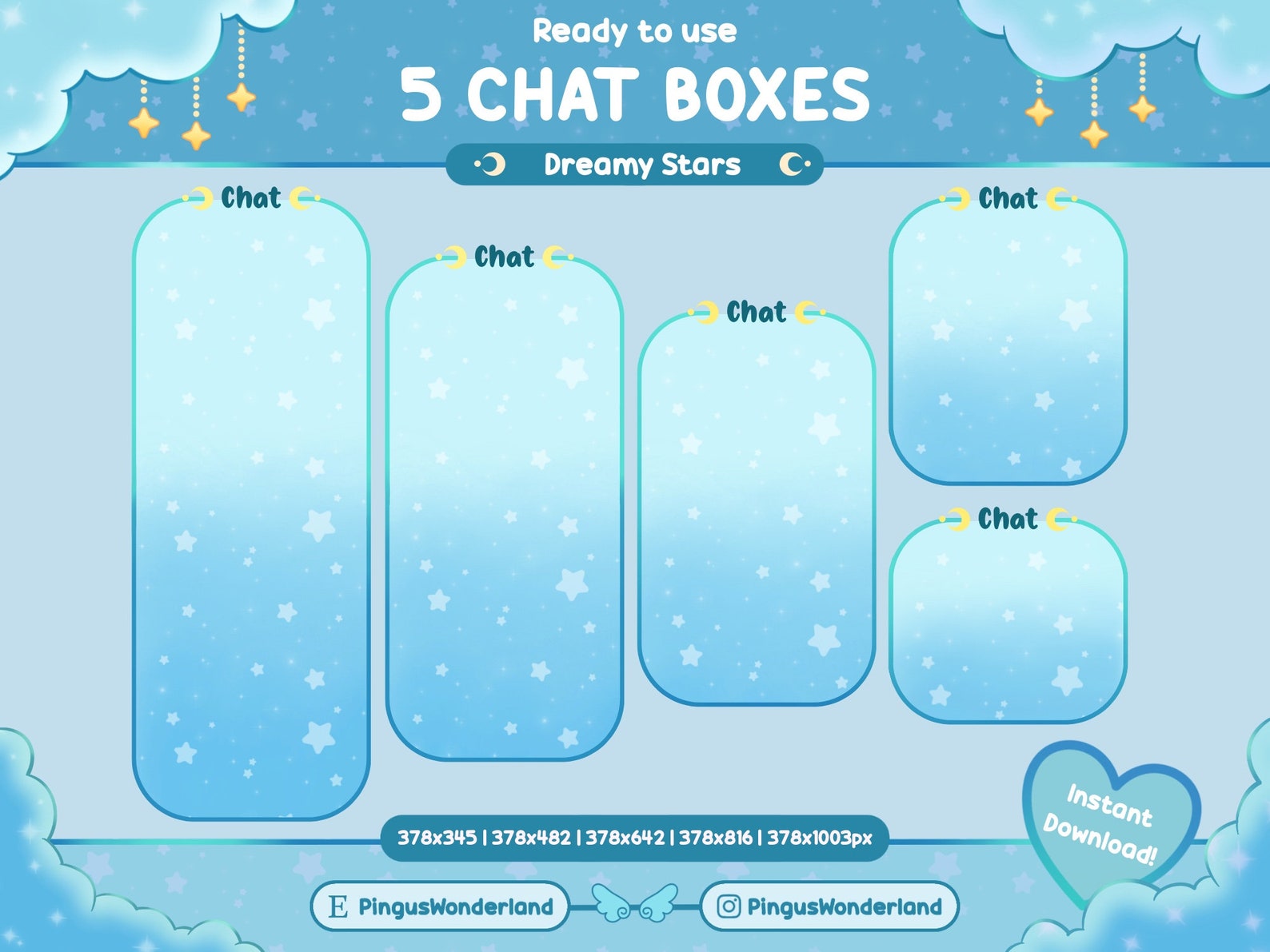 5 Cute Turquoise Chat Boxes With Stars for Streaming Ready - Etsy