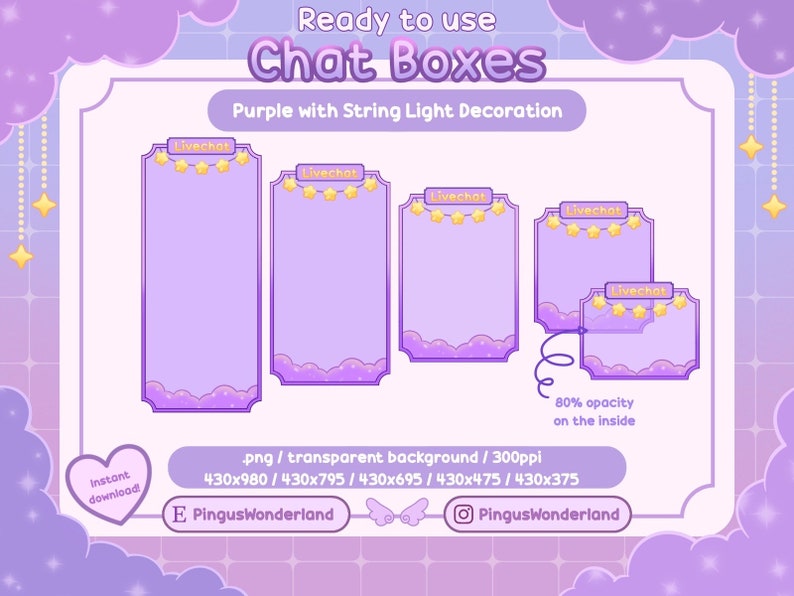 5 Cute Chat Boxes for Streaming Dreamy Pastel Sky Purple Ready to Use ...