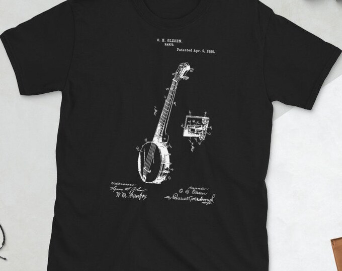 Banjo Patent Graphics T Shirt | Banjo Player T Shirt | Banjo T Shirt ...
